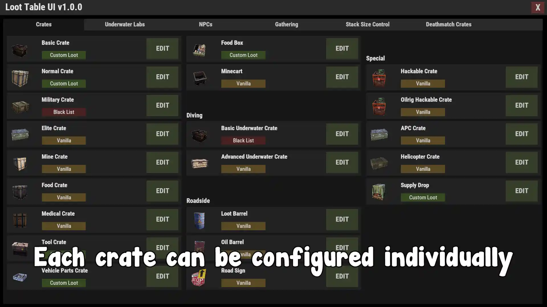 Loot Table + Stacksize GUI - RustModまとめ Wiki*