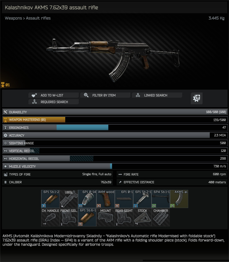 Kalashnikov AKMS 7.62x39 assault rifle / Kalashnikov AKMS 7.62x39 アサルトライフル - Escape from Tarkov ...