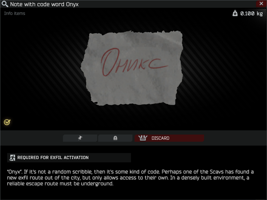 Note with code word Onyx - Escape from Tarkov Wiki*