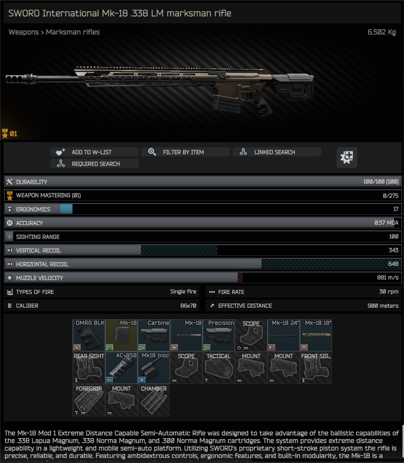 SWORD International Mk-18 .338 LM marksman rifle / SWORD International Mk-18 .338 LM マークスマンライフル ...