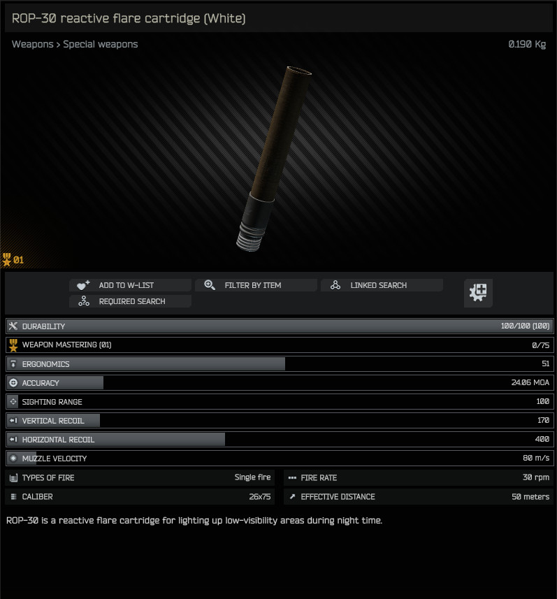 ROP-30 reactive flare cartridge (White) / 日本語名称無し（英名称と同じ） - Escape from Tarkov Wiki*